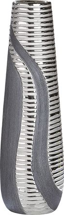 Gilde Kegelvase Sevilla anthrazit/Silber Länge 12,0 cm Breite 12,0 cm Höhe 39,0 cm 28094