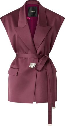 Pinko Pinko, Femme, Vestes, Brun, Taille: 36 FR Veste sans manches en satin
