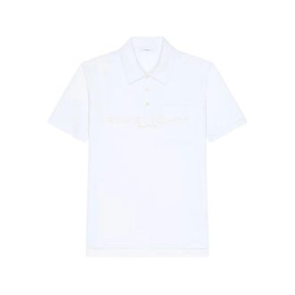 Givenchy Polohemd aus Baumwolle und Seide mit Paris-Jacquardmuster - - Tops - Herren - Wei&szlig; - L