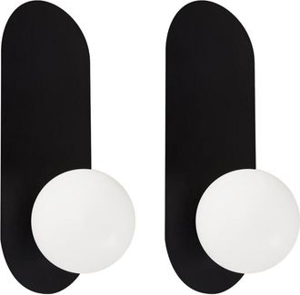 Beliani Wandlampe 2er Set LEISI Schwarz