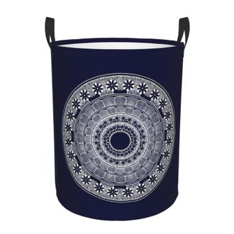 Generic Neues Blumen-Mandala W&auml;schesammler Rund W&auml;schekorb Mit Henkel W&auml;schebeh&auml;lter F&uuml;r Kleidung Badezimmer Kuscheltier