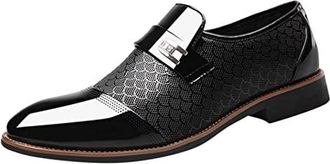 Generic Chaussures Oxfords pour Hommes Travail, Derby Mens Shoes, de Style Classique &agrave; Enfiler en Cuir PU Semelle Basse en Caoutchouc Bloc Talon Travail (Blac