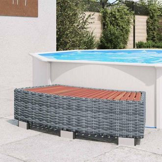 vidaXL Spa-Einstiegsstufe Grau Poly Rattan 92&times;45&times;25 cm - Vidaxl