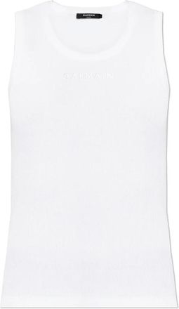 Balmain Femme, Tops, Blanc, Taille: 38 FR Top Avec Logo Brod&eacute;