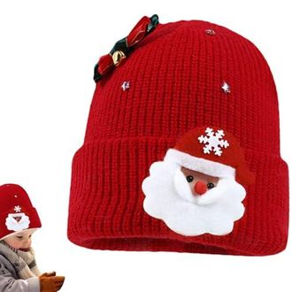 Generico Chapeaux dhiver pour femmes, bonnet tricot&eacute; de f&ecirc;te | chapeau chaud avec P&egrave;re No&euml;l et cloche avec | pour les f&ecirc;tes de No&euml;l dhiver vacances neige rando