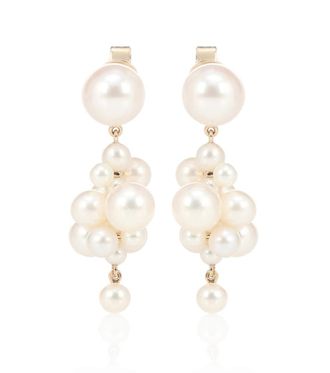 Sophie Bille Brahe Ohrringe Botticelli aus Süßwasserperlen mit 14kt Gelbgold