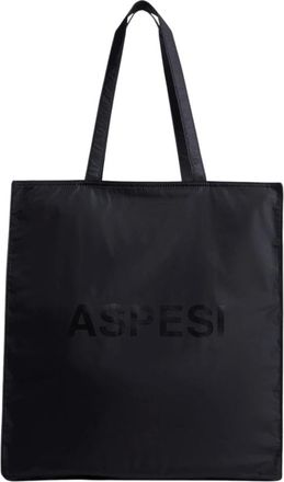 Aspesi Femme, Sacs, Noir, Taille: ONE Size Sac Shopping en Nylon avec Imprim&eacute; Logo