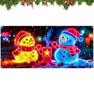 Generic Garagenabdeckung f&uuml;r Weihnachten, gro&szlig;e dekorative Au&szlig;endekoration mit LED f&uuml;r Festliche Ereignisse, Winterabdeckung f&uuml;r die mit Banner - zur Dekorati