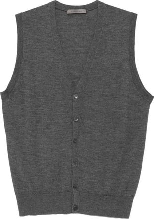 Corneliani Gilet &agrave; col en V avec fermeture boutonn&eacute;e - Homme - Pulls - Gris - Taille: 2XL