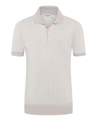 Gran Sasso Poloshirt mit Nadelstreifen aus einem Baumwolle-Leinen-Mix in