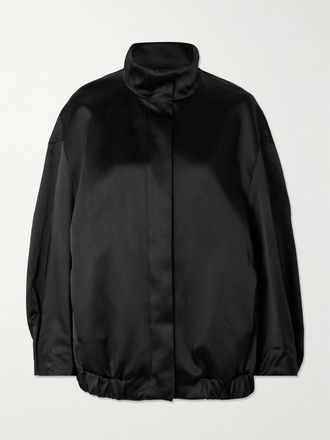 Dries Van Noten Verk&uuml;rzte Oversized-bomberjacke Aus Satin - Schwarz