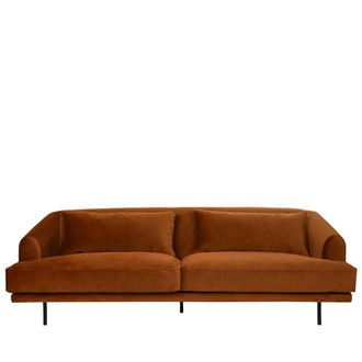 DRAWER Winsen - Canap&eacute; 4 places en velours pieds droits en m&eacute;tal