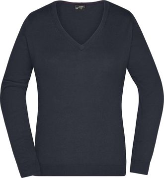 James & Nicholson Damen V-Pullover - Leichter Strickpullover in hochwertiger Ausf&uuml;hrung | Farbe: black | Gr&ouml;sse: XXL