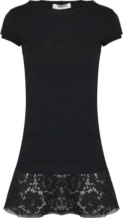 Mario Valentino robe courte à ourlet en dentelle - Noir