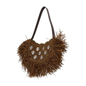 Paco Rabanne Womens Shoulder Bag - Rabanne Raffia Brown Shoulder-Hobo-Bags