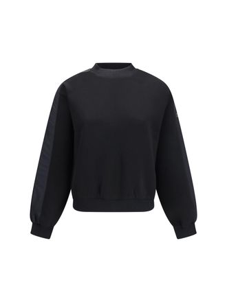 Moose Knuckles Womens Crewneck Sweater Mix Media Black Cotton Sweatshirts