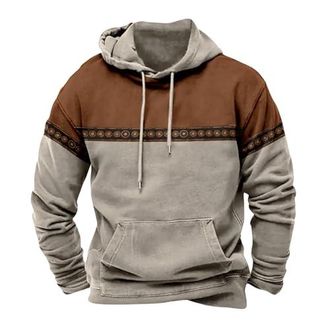 Generic Sweat à capuche aztèque pour homme - Style vintage cowboy - Style western - Motif ethnique - Manches longues - Avec poche, A06-gris, XXL