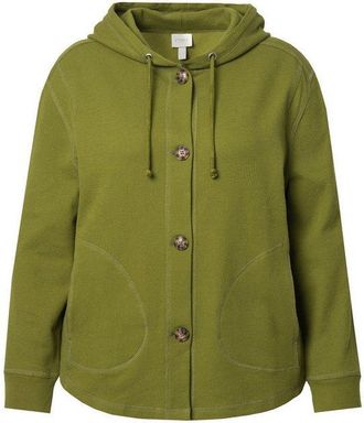 Ulla Popken Sweatjacke Sweatjacke Waffelstruktur Kapuze Biobaumwolle