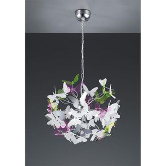 Reality Reality Leuchten - Verspielte Pendelleuchte butterfly 4 flammig mit bunten Schmetterlingen, &oslash; 50cm