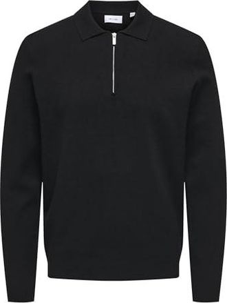 Only & Sons ONSCOOPER REG LS 12 Half Zip Polo, Noir, L