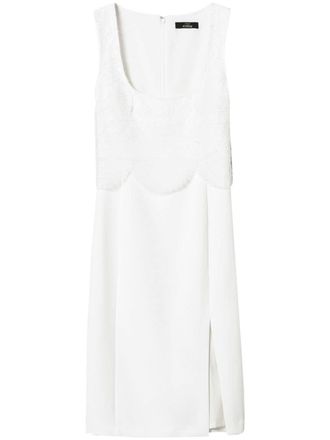 Twin-Set robe mi-longue en crêpe à broderies - Blanc