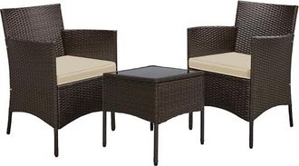Yaheetech Balkonm&ouml;bel Set, Gartenm&ouml;bel-Set 3 TLG. inkl. 2 St&uuml;hle mit Sitzkissen & Tisch, Terrassenm&ouml;belset Gartensitzgruppe Lounge Set aus PE-Polyrattan f&uuml;r Bal