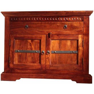 Massivmoebel24 Eckkommode Akazie 107x54x80 nougat lackiert oxford 505