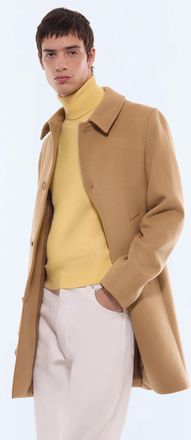 Fursac Manteau à col officier en drap de laine - Taille XL - Homme