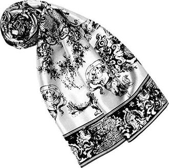 Lorenzo Cana Lorenzo Cana Foulard pour femme 100% soie multicolore 90 x 90 cm, Baroque noir/blanc, Taille Unique