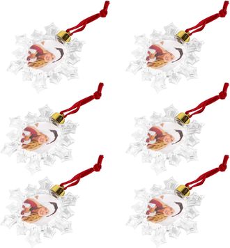 Amosfun Foto Christbaumkugeln Transparente Weihnachtskugeln Befüllbar: Schneeflocke Fotorahmen DIY Kunststoffkugeln Befüllen Basteln 6 Stücke Weihnachtsbaum A