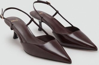 Mango Kitten-Heel aus Lackleder schokolade - Damen - 35 - MANGO