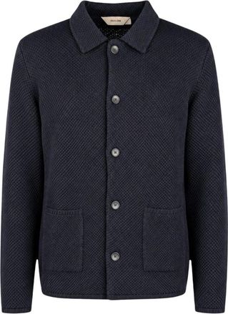 Paoloni Homme, Pulls, Bleu, Taille: L Cardigan en maille nid dabeille