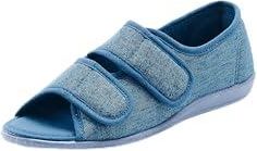 Damart Chaussons &agrave; Scratch Bout Ouvert Femme Bleu Imprim&eacute; Taille 40