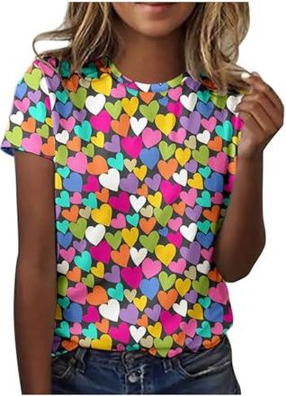 Generic T-shirt pour femme avec col rond et imprim&eacute; lettres, manches courtes et col rond, bleu, XXL