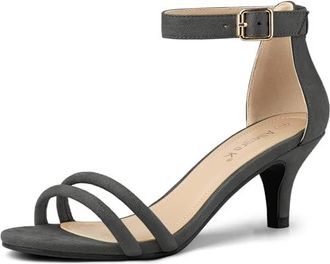 Allegra K Sandales à lanières à la Cheville Talons mi-Hauts pour Femmes Gris 40