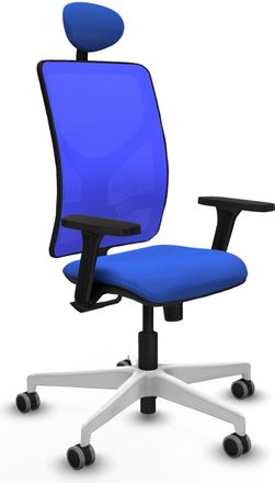 Piqueras y Crespo PC-Stuhl, blau, mit 3D-Armlehnen, h&ouml;henverstellbarer Lendenwirbelst&uuml;tze und festem Kopfteil, ausgestattet mit Sincro 3 Positionen und Schneideschaum, 