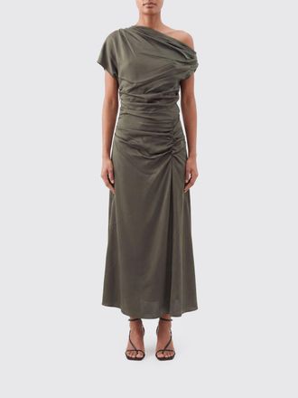SIMKHAI Asymmetrisches One-Shoulder-Midikleid Joanna aus Satin mit Drapierung