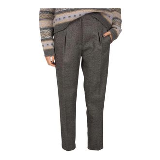 Brunello Cucinelli Flanellhose mit hohem Bund im sportlichen Stil - - Trousers - Damen - Grau - M