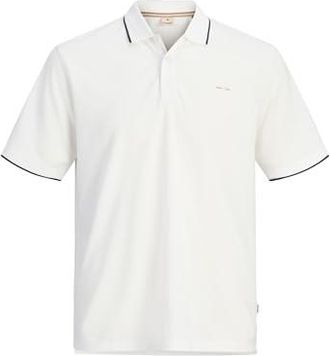 Jack & Jones Jack & Jones JJEORGANIC T-Shirt Basique &agrave; col Rond Noos, Cloud Dancer/Stripes : Bleu Marine, XXL