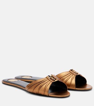 Saint Laurent Mules Babylone en cuir m&eacute;tallis&eacute;