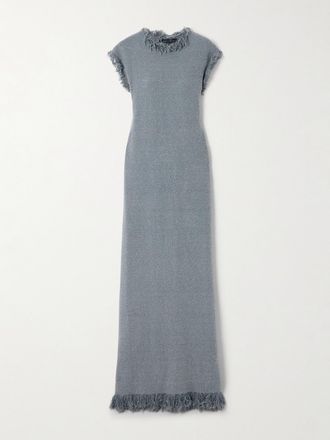 Proenza Schouler Toni Maxikleid Aus Boucl&eacute; Mit Cut-out Und Fransen - Grau