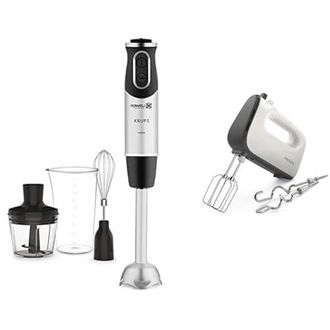 Krups Perfect Mix Stabmixer HZ6568 | Blender | 1000 Watt | Wdelstahlfu&szlig; 500 ml Zerkleinerer | 800 ml Messbecher | Edelstahl/dunkelgrau & Philips HR3741/00 H