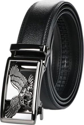 Generic Ceinture pour homme avec boucle automatique en alliage, ceinture tendance pour homme daffaires et loisirs, Noir, 130 cm