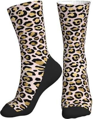 Generic Léopard Blanc Doré Femme Homme Socquette DÉquipage Durabilité Chaussette De Course Poids Léger Chaussettes De Tennis Pour Cyclisme Sport Extérieur