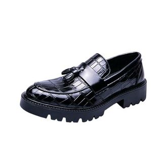 Generic Mocassins à enfiler en cuir pour homme - Bout rond - Décoration en métal - Semelle antidérapante - Chaussures habillées pour la conduite, le bureau, l
