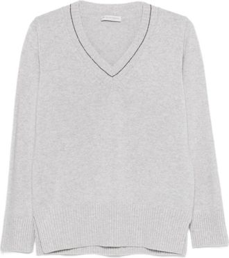 Le Tricot Perugia Femme, Pulls, Gris, Taille: 38 FR V-neck Sweater