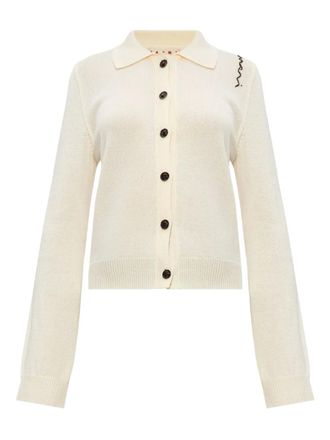 Marni cardigan à logo brodé - Tons neutres