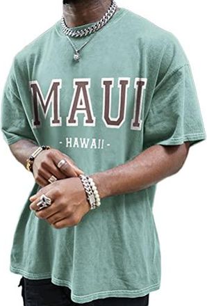 Onsoyours T-Shirts Oversize Homme Los Angeles Mode Vintage Imprimé Chemise À Manches Courtes Col Rond Tee Shirt Sport Top Streetwear Décontracté Hauts Sweatshir