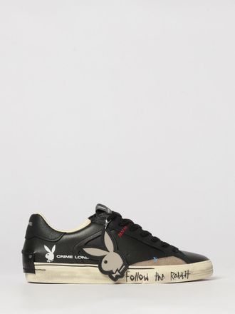 Crime London Baskets Deconstructed Playboy x en cuir noir avec imprim&eacute; et charm