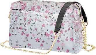 Mnsruu Sacs à bandoulière pour femme, sac à main en cuir avec étoiles sur fond blanc